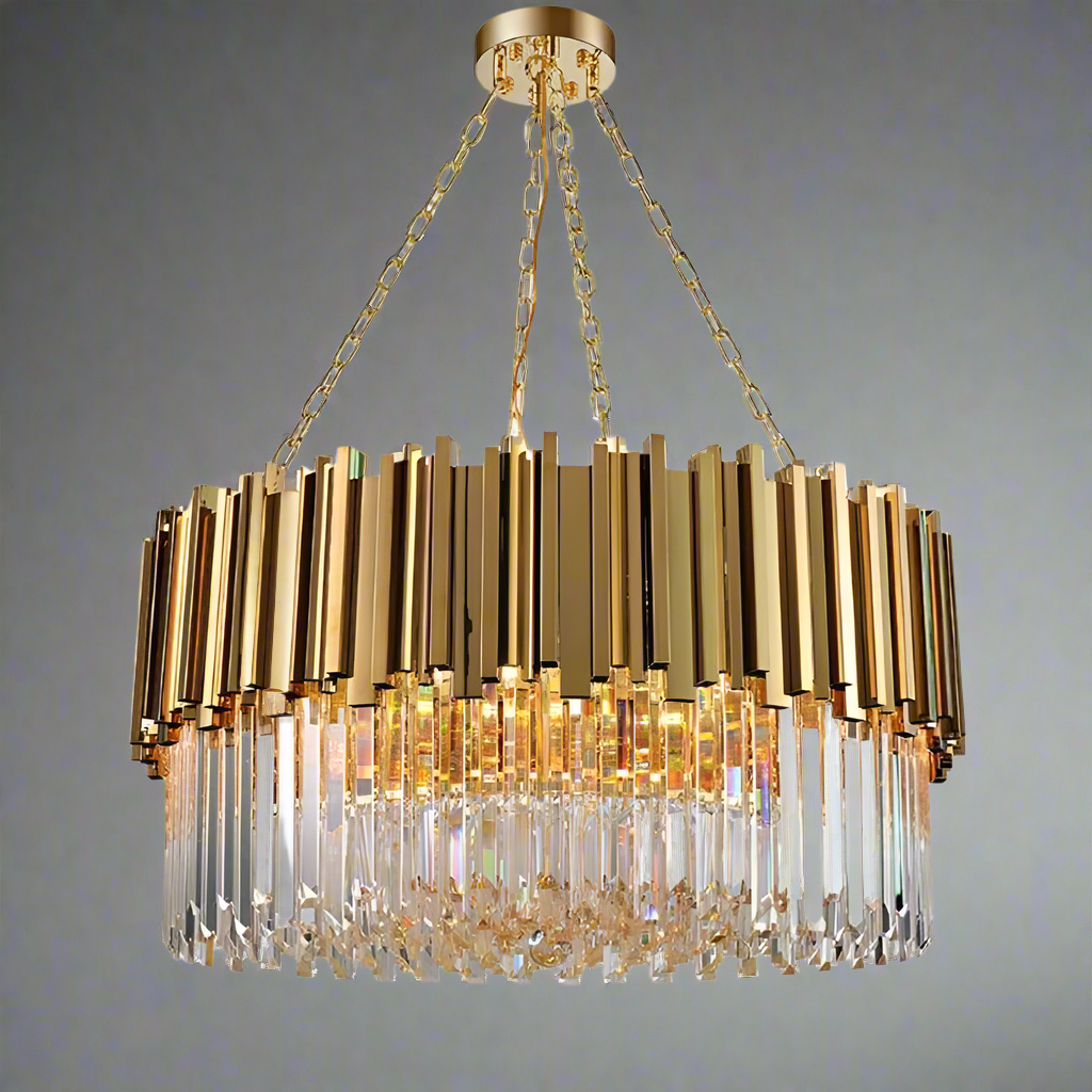 Gio Crystal Chandelier, Polished Gold | DWHOME