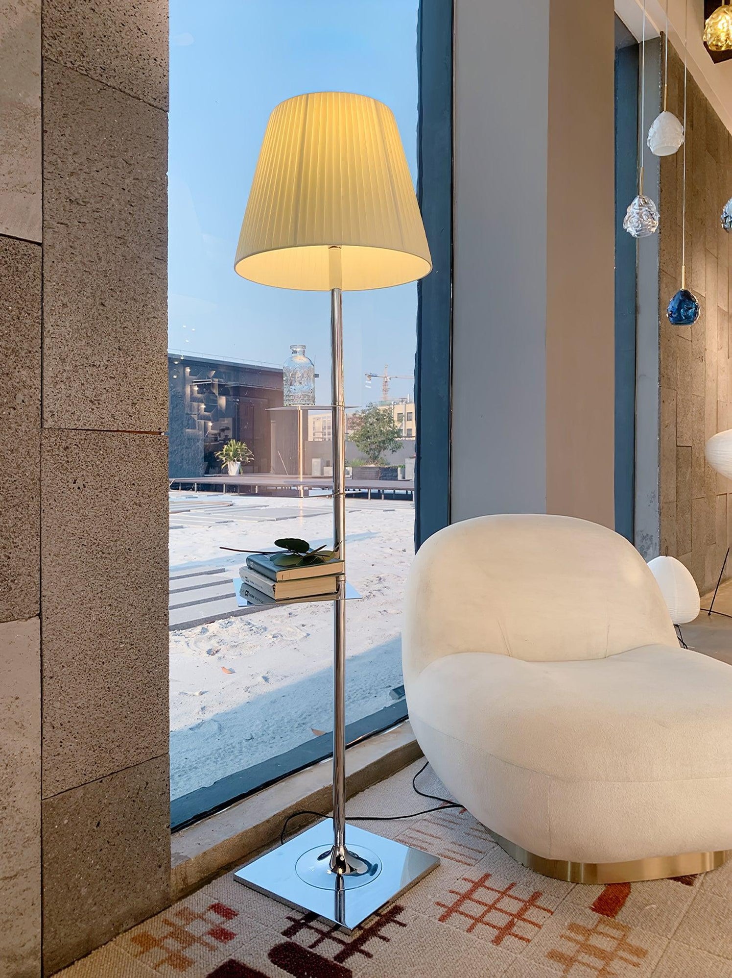 Chrome Prism Side Table Floor Lamp | DWHOME