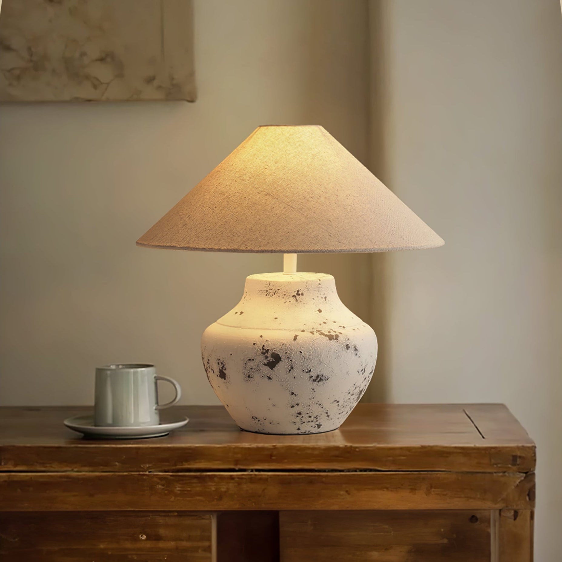 Distressed White Ceramic Table Lamp | DWHOME