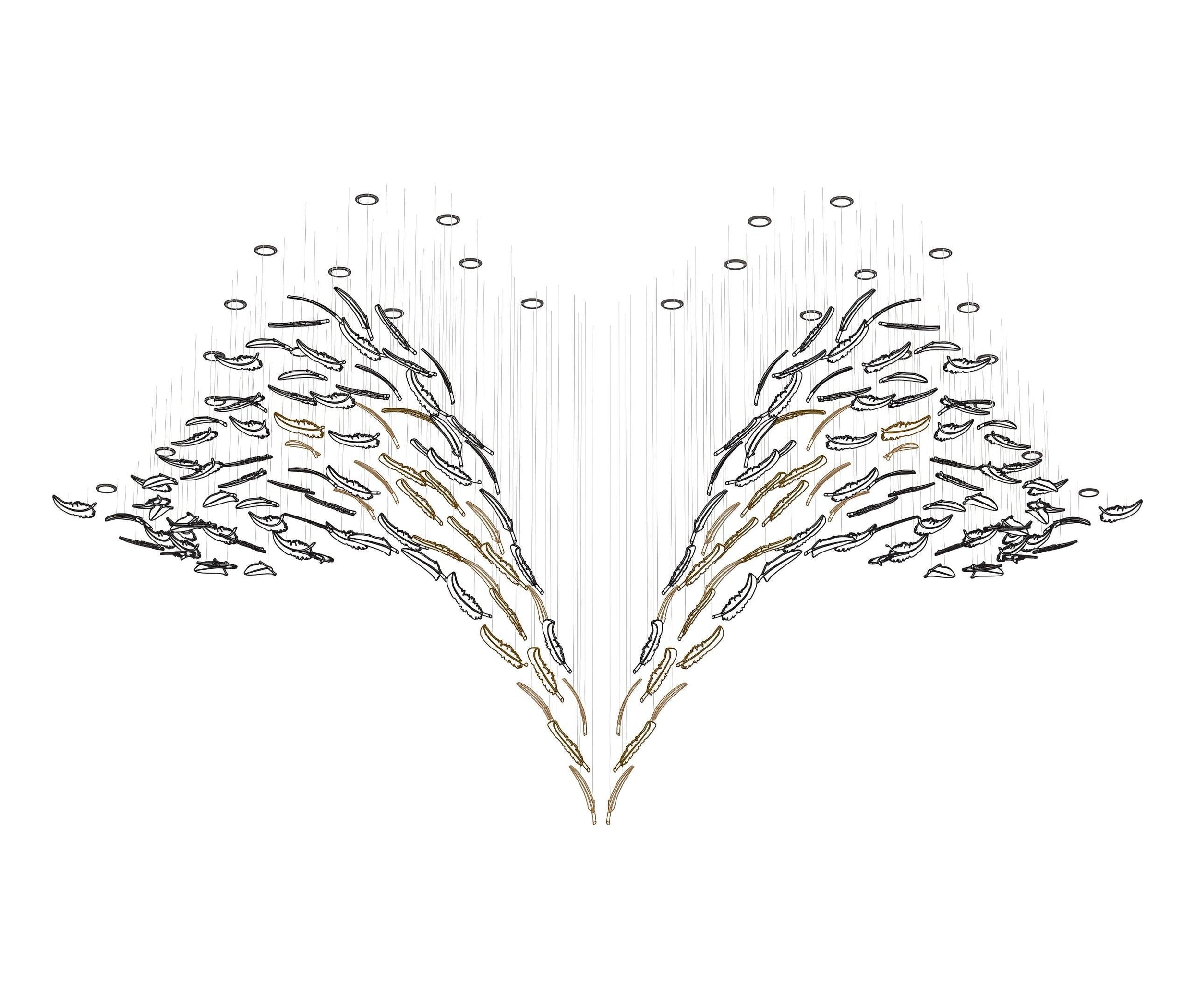 Glass Feathers Flying Chandelier