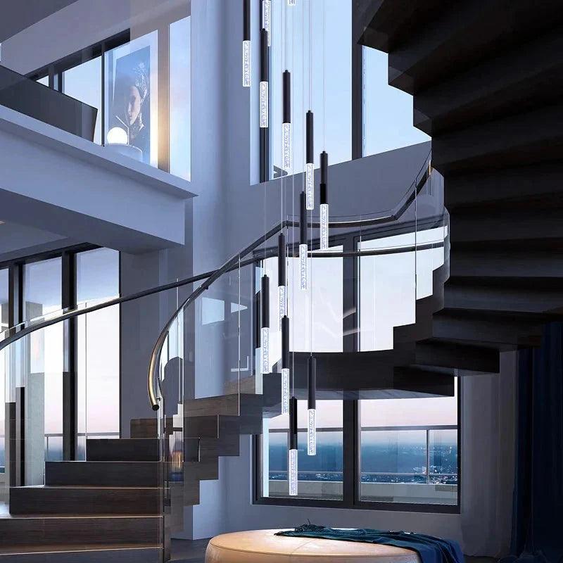 Lum Modern Black Foyer Chandelier For High Ceiling exclusive at DWHOME