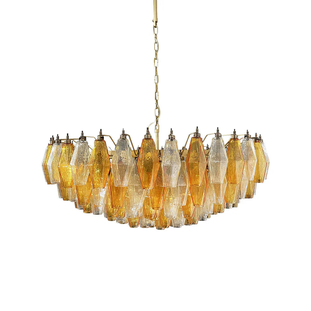 Murano Faceted Transparent Amber Glass Chandelier | DWHOME