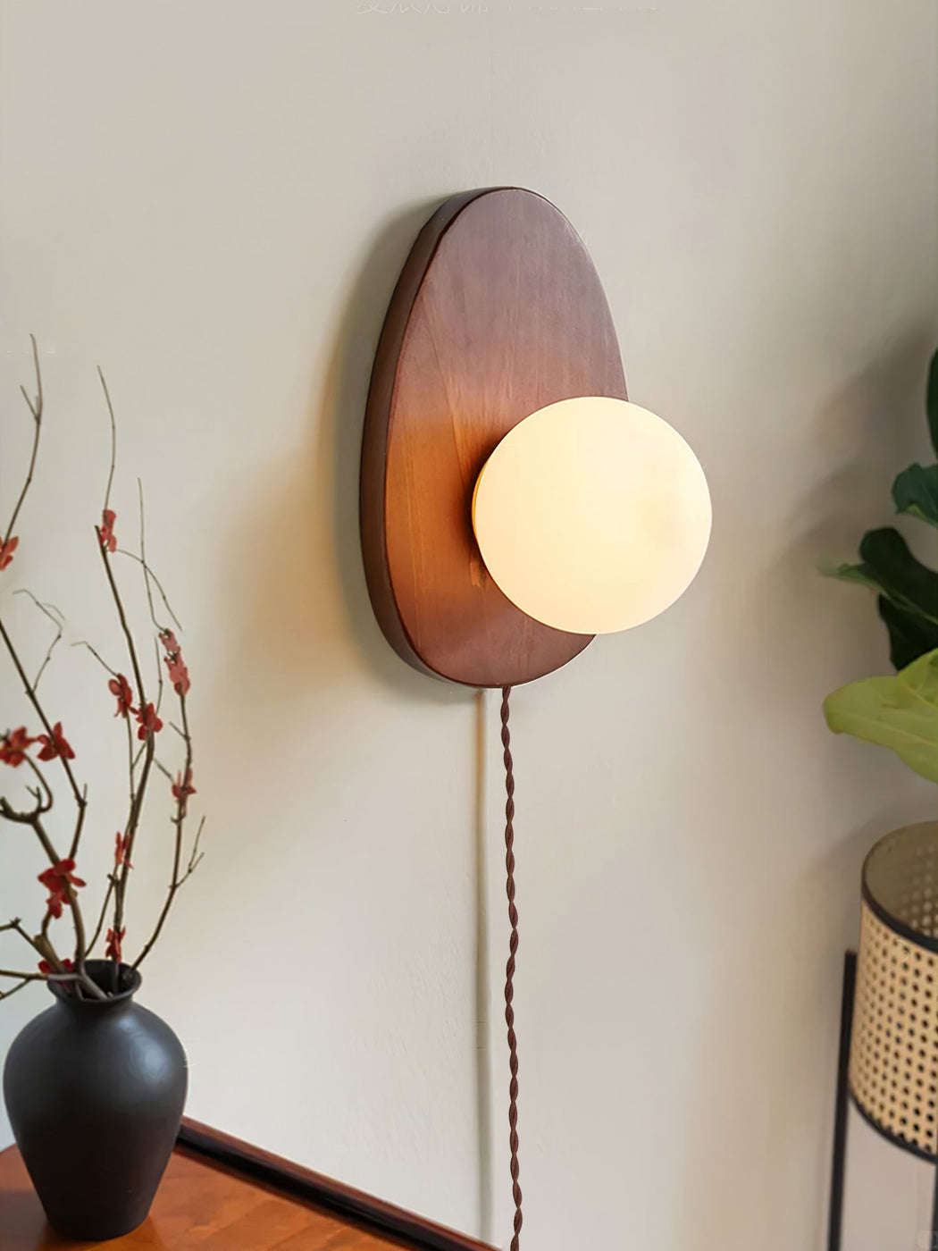 Orba Walnut Plug-in Wall Lamp | DWHOME