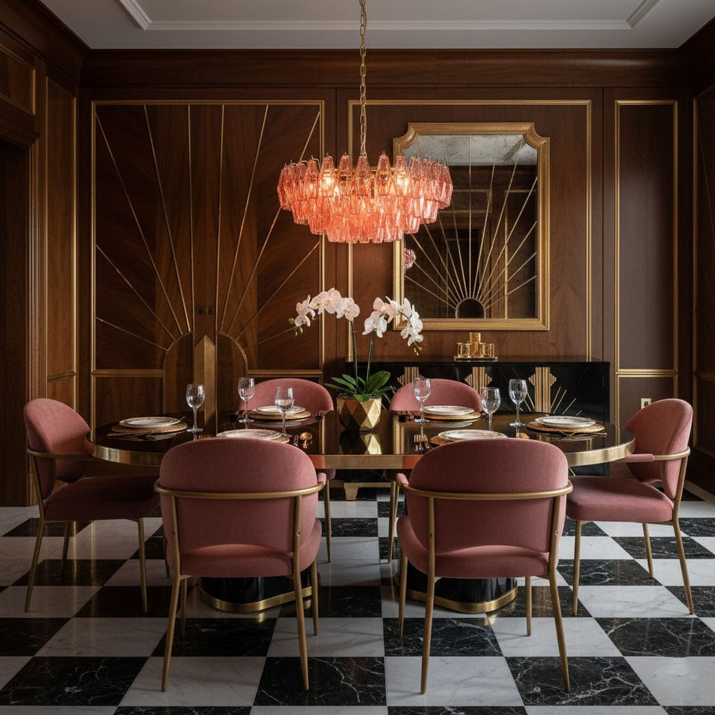 Pink Polygon Drop Chandelier | DWHOME