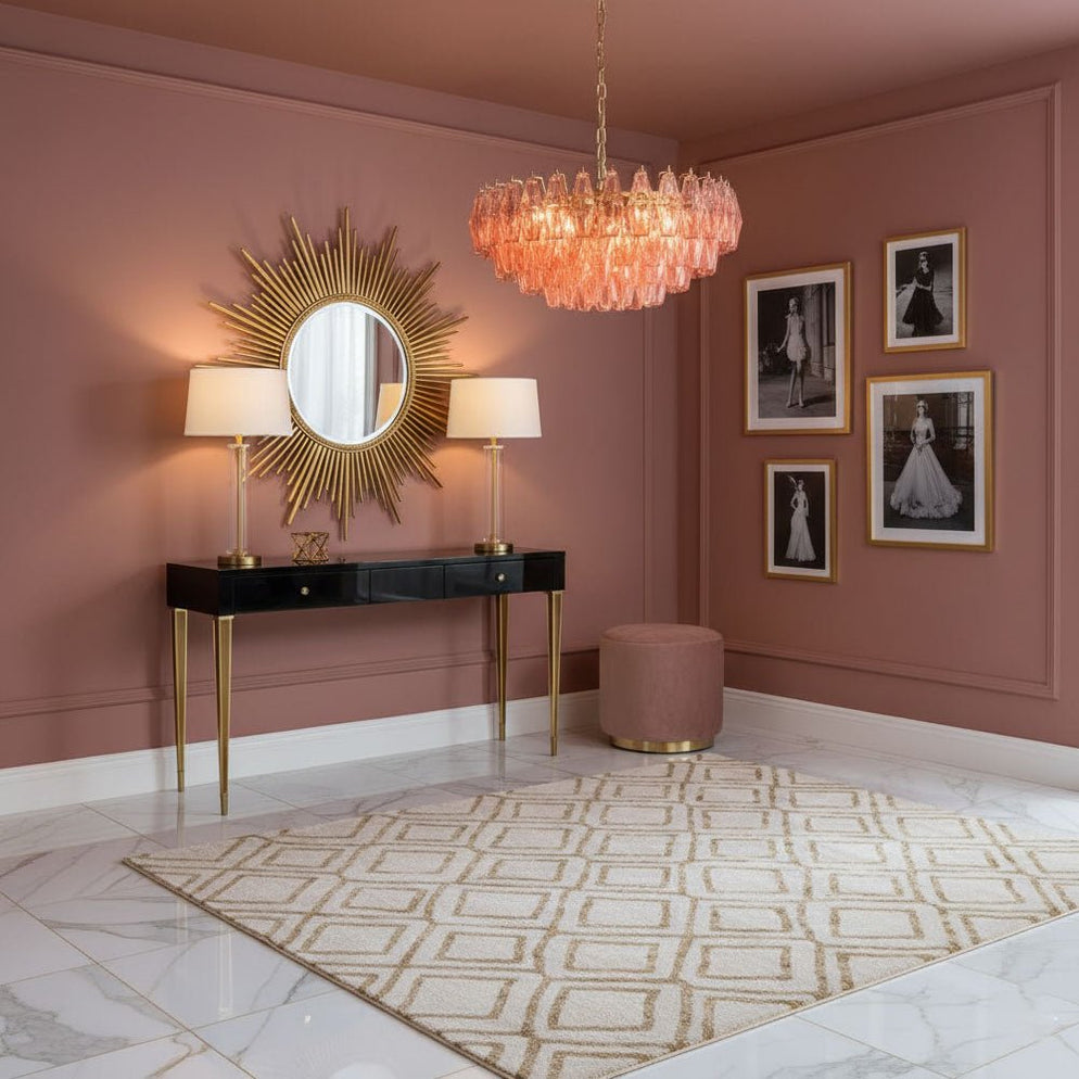 Pink Polygon Drop Chandelier | DWHOME