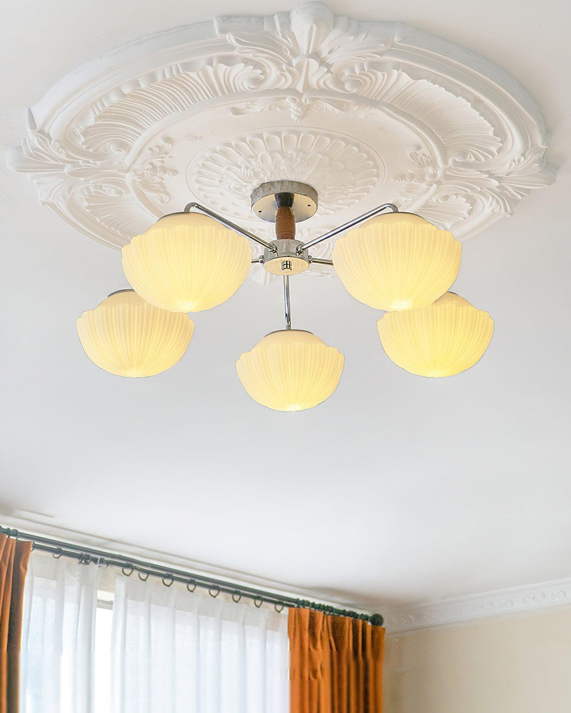 Ribbed Walnut Ceiling Lamp | DWHOME