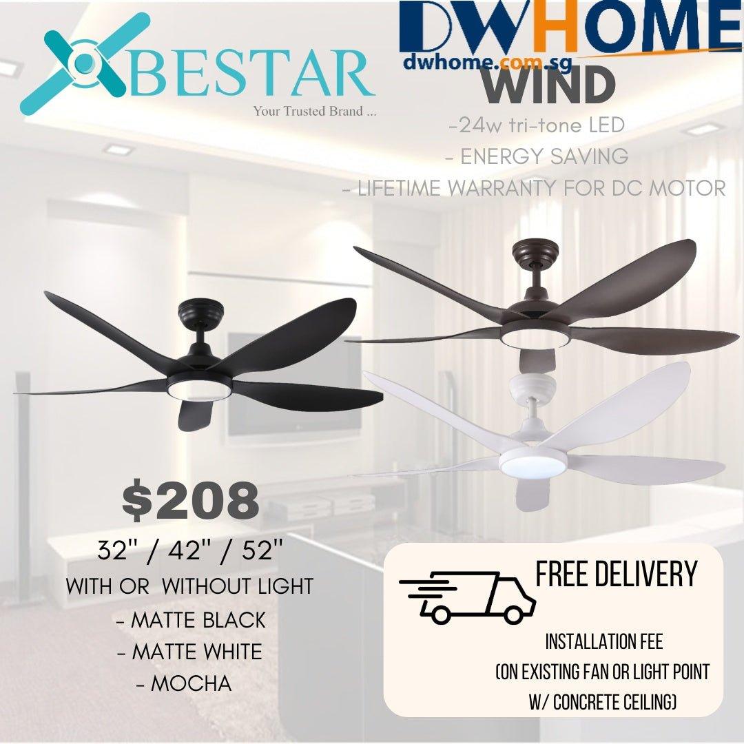 BESTAR dc ceiling fan WIND 32inch 42inch 52inch ceiling fan with LED ...