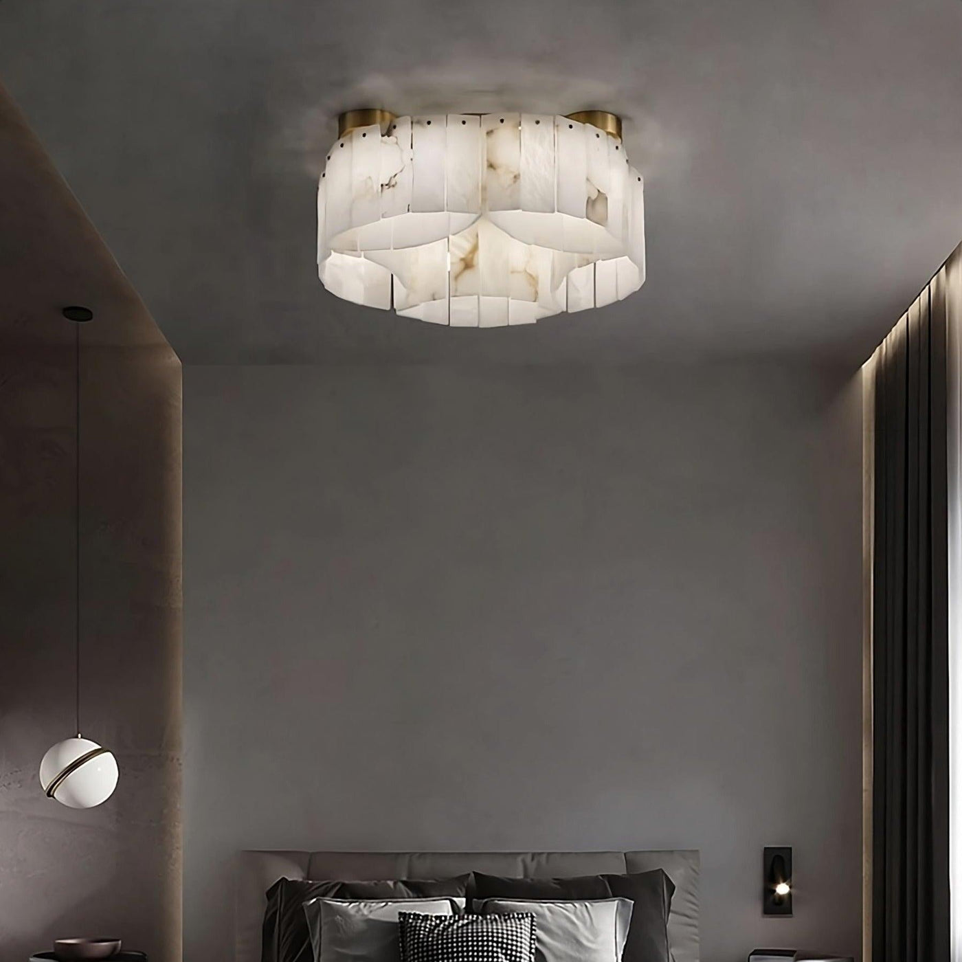 Moonshade Natural Marble Ceiling Light Fixture | DWHOME